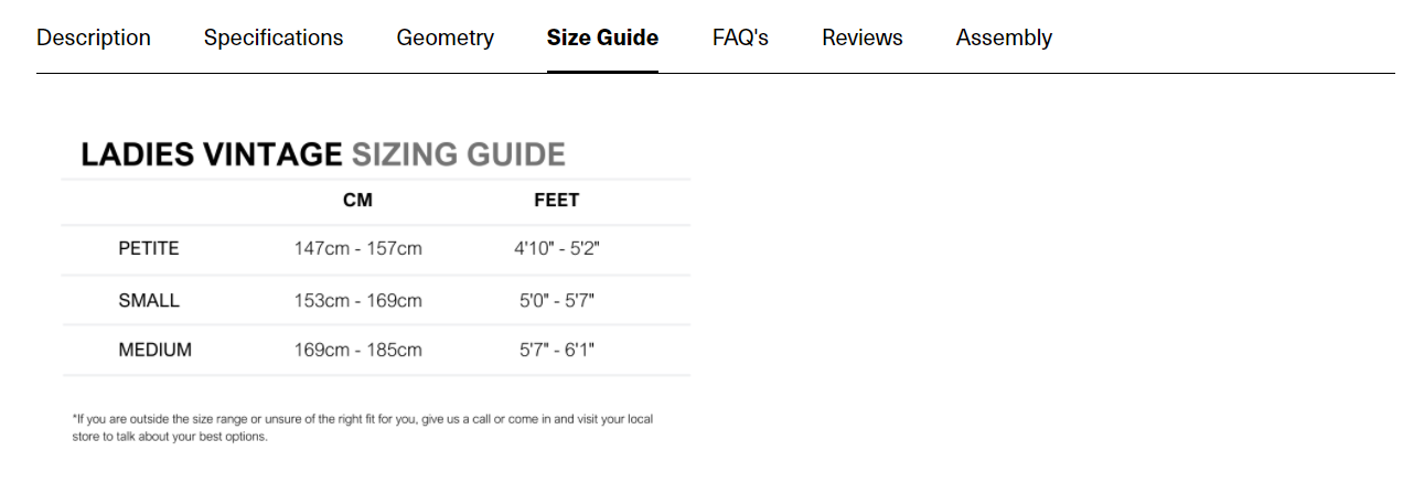 Bicycle Size & Fit Guide | Reid Cycles Australia